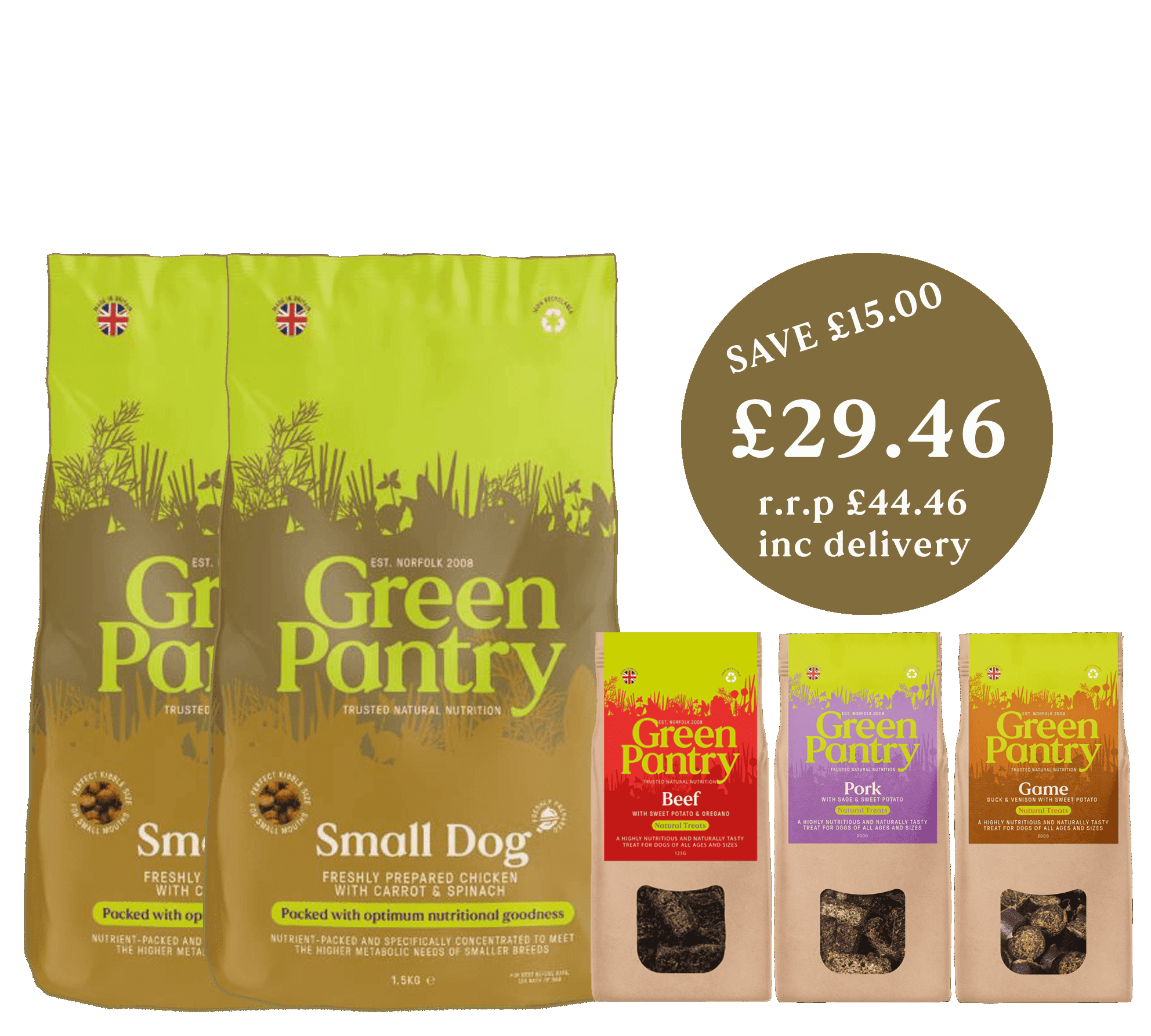 Bundle 2 x 1.5kg Small Dog Chicken + 3 x 125g treats for all Small Dog ...